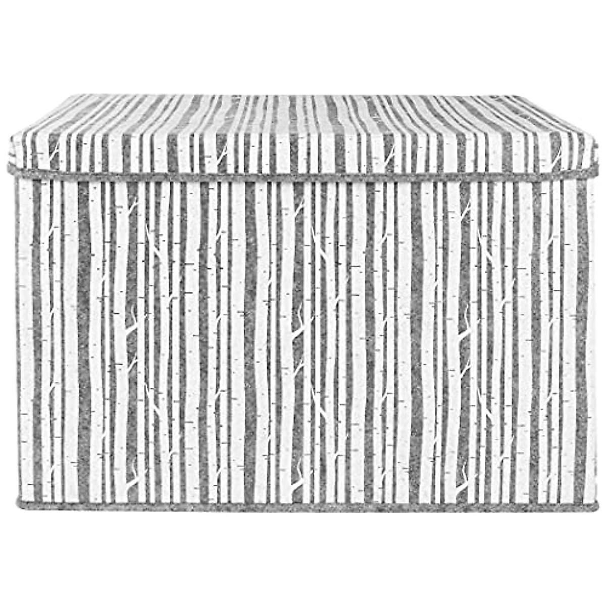 Sammy & Lou Birch Felt Toy Box; Collapsible; Gray, White; Two Handles; Hinged Lid; 22 in x 14.5 in x 15 in