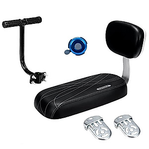 ZHOUWHJJ Bicycle Rear Seat Cushion Armrest Footrest Set, Kid Child Carrier Bicycle Baby Seat, Including Cushion and Backrest, Armrest Handrail, Footrests, Bell, Black