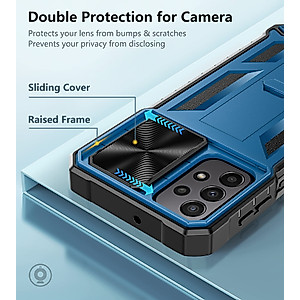 FNTCASE for Samsung Galaxy A23 Protective Case: Military Drop Protection Rugged Sturdy Cellphone Cover with Kickstand & Slide | Shockproof Heavy-Duty Tough Bumper for Samsung A23 5G/4G Phone - Blue