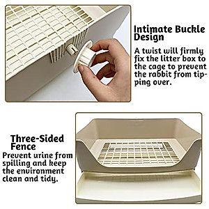 PINVNBY Rabbit Corner Litter Box with Drawer for Cage Small Animal Litter Pan Hanging Pet Feed Bowls Cage Potty Trainer Pet Toilet for Rabbit Bunny Guinea Pigs Chinchilla Ferret