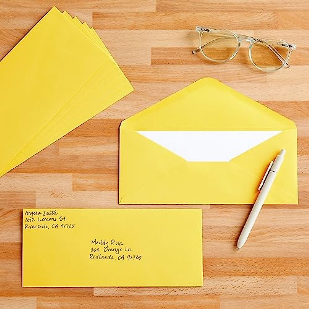 200 Pack #10 Yellow Envelopes Bulk with Gummed Seal for Party Invitation Cards, Mailing Business Letters, Checks (4 1/8 x 9 1/2)