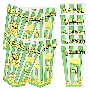 100pcs Popcorn Boxes Gift Bag Set Cardboard Food Containers Disposable Food Containers Fresh Popcorn Box Reusable Popcorn Boxes Ornament Container Movie Night Supplies Party Favor