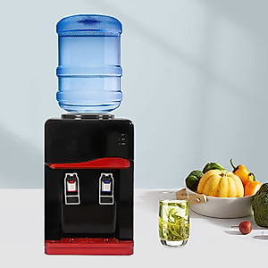 Black, Red Desktop Water Cooler Dispenser Top Loading Water Dispenser Hot & Cold Water Coolers with Child Safety Lock Drinking Fountain, 12.2 * 12.6 * 20 in