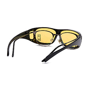 Night Vision Driving Glasses Wrap Around Anti Glare Sunglasses with Polarized Lens for Man and Women (yellow lens)