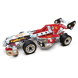 Meccano, 10-in-1 Racing Vehicles STEM Model Building Kit with 225 Parts and Real Tools, Kids Toys for Ages 8 and up