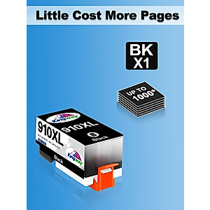 910XL Black Ink Cartridges for HP Printers Replacement for 910 Black Ink Cartridge use for HP Officejet Pro 8025 8028 8020 8031 8033 8034 8035 Officejet 8010 8015 8018, 1 for 910XL Black