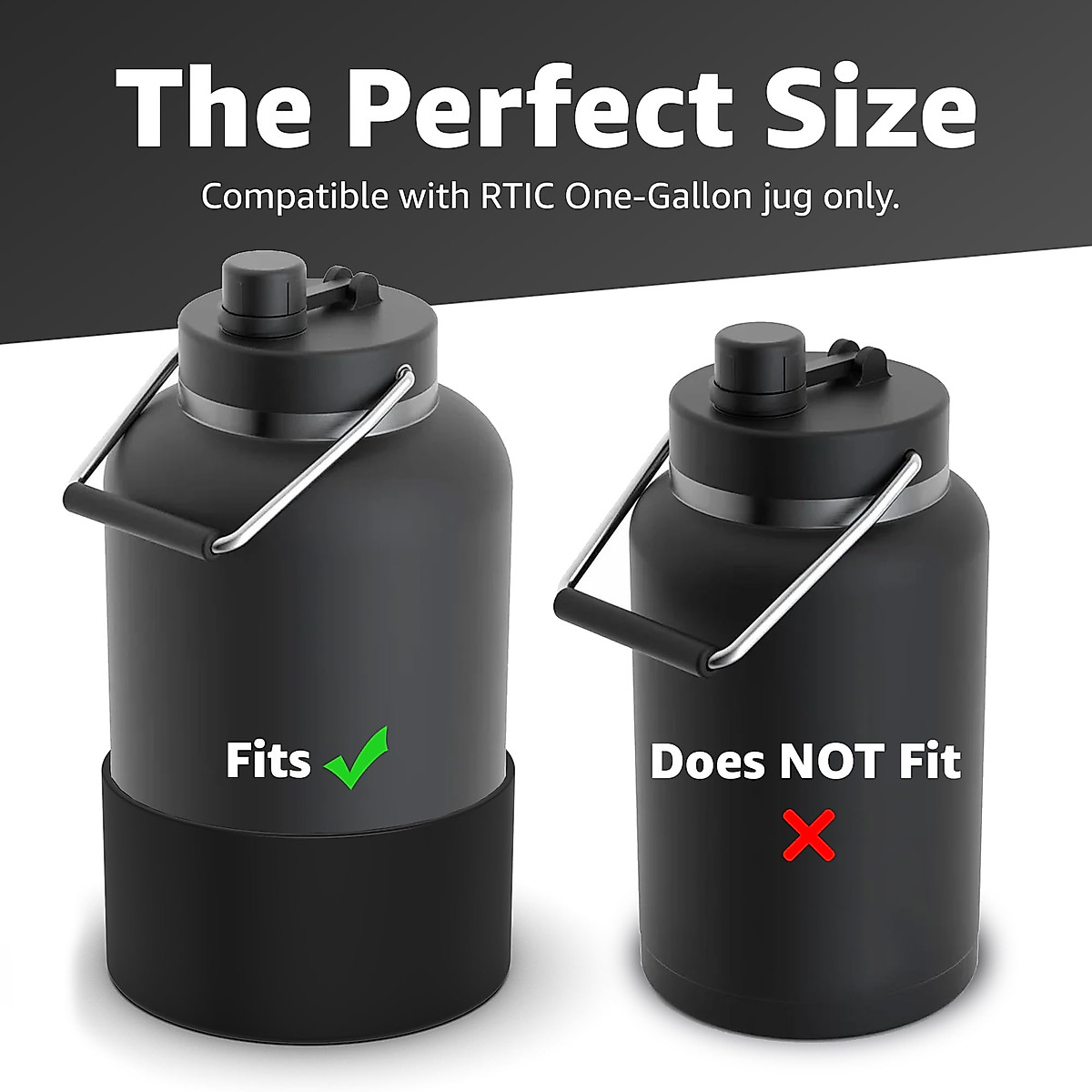 Jmoe USA Boot for RTIC Jug | Protects Against Dents & Scratches | Silicone Sleeve Protector for Bottom of Jug | Covers The Bottom of The Jug | Made of Durable BPA Free Silicone (Black, One-Gallon)