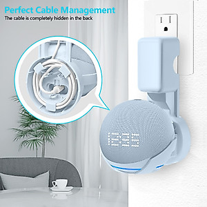 ZUOLACO Wall Mount Holder for Echo Dot 5th Generation, Outlet Hanger Stand for Echo Dot (5th & 4th Gen), Space-Saving Dot Accessories with Built-in Cable Management, Hide Messy Wires, Cloud Blue