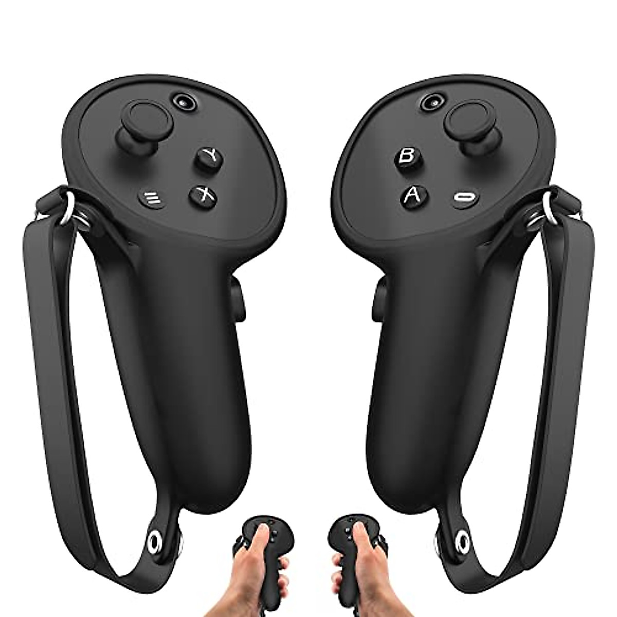 Controller Grip Cover Compatible with Quest Pro Accessories DOBEWINGDELOU Silicone Grips Strap Cover Protector with Knuckle Straps Black