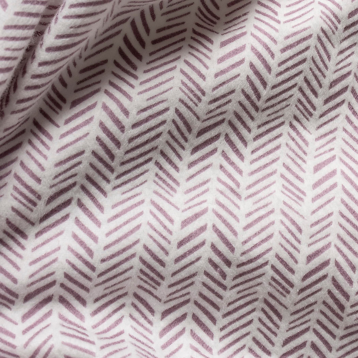 Lilac Herringbone Fitted Crib Sheet -100% Cotton; White, Pink; Fully Elasticized; 10-Inch Pockets; Fits Standard Crib Mattress 28 in x 52 in;