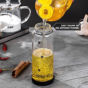 Glass Olive Oil Dispenser Bottle with Stainless Steel Spouts Shatterproof Glass Olive Oil Bottle 350ml Cooking Oil and Vinegar Cruet Bottle Oil Container Carafe for Kitchen