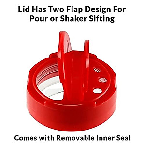 Skyway Supreme Large 16 OZ Clear Plastic Spice Bottles Seasoning Containers Jars - Set of 2 - Flap Cap with Pour and Sifter Spice Shaker - Durable Refillable Perfect For Herbs Spices Rubs - BPA Free