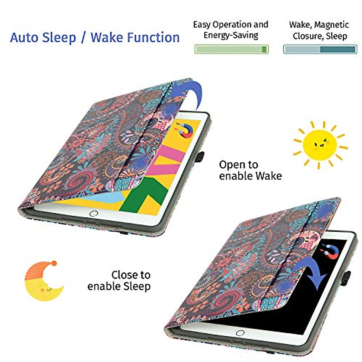 HAPPIERE Case for iPad 9th 8th 7th Generation with Pencil Holder, Compatible with iPad 10.2 inch 2021/2020/2019, Premium PU Leather iPad Cover, Auto Wake/Sleep, Shockproof Protective Folio Cover