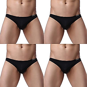Avidlove Underwear Men's 4 Pack Classic Low Rise Stretchy Hip Briefs Bikini(Black-4 Pack,S)