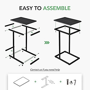 Novilla Side Table C-Shaped Slim End Table Small Side Snack Table for Living Room Bedroom Sofa Couch, Black