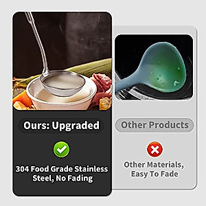 Newness Soup Ladle, [Rustproof, Heat Resistance, Integral Forming] Durable 304 Stainless Steel Soup Spoon with Vacuum Ergonomic Round Handle, Cooking Spoon for Kitchen, 13.7 Inches