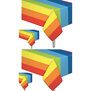 Oojami 4 Pack Rainbow Table Cover Rainbow Theme Tablecloth Party Supplies Ideal for Birthday Parties, Carnival, Baby Shower Table Cloth