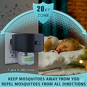 Moskiller Mosquito Repeller, Bluetooth APP Control Electronic Mosquito Repellent Plug in, Include 1 Pack 280 Hr Repellent Refills for Home, Bedroom, Office, Kitchen