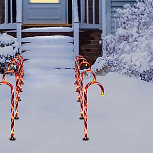 Christmas Candy Cane Lights,10 Pcs Candy Cane Solar Led Lights， Garden Path Decorations Solar Outdoor Light Suitable， for Home New Year and Christmas Decor