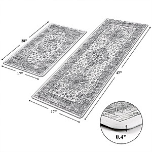 Pauwer Anti Fatigue Kitchen Mat Set of 2 Non Slip Kitchen Mats for Floor Cushioned Kitchen Rugs Comfort Standing Mat Farmhouse Waterproof PVC Foam Kitchen Floor Mat Runner