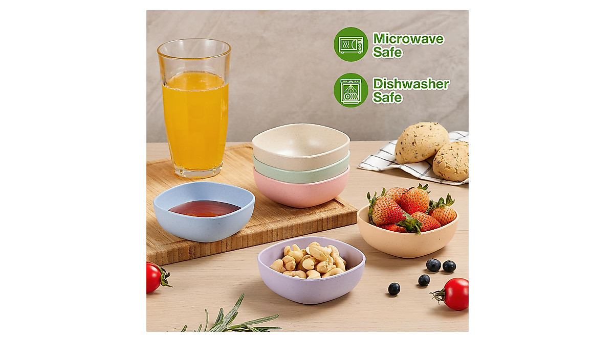 Hlukana 6 Pack Wheat Straw Dipping Bowls - Eco-Friendly