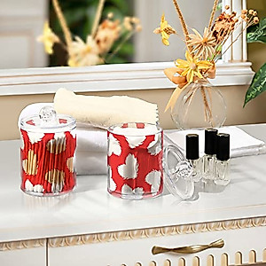 BOENLE 2 Pack Qtip Holder Organizer Dispenser Heart Valentines Bathroom Storage Canister Cotton Ball Holder Container for Cotton Swabs/Pads/Floss