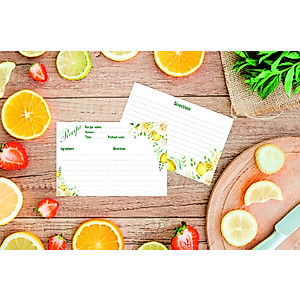 50 Premium Recipe Cards - 4x6 Double Sided, Matte, Non-Smudge, Thick Paper, Blank Recipe Cards for Recipe Boxes Refill (lemons)