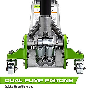 Arcan Jack with Ratcheting Design & Pro-Lift Heavy Duty 6 Ton Jack Stands Pair - Double Locking Pins - Handle Lock and Mobility Pin for Auto Repair Shop with Extra Safety