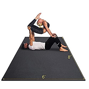 GXMMAT Extra Large Yoga Mat 6'x8'x7mm, Thick Workout Mats for Home Gym Flooring, Non-Slip Quick Resilient Barefoot Exercise Mat, Non Toxic Ultra Comfortable Cardio Mat for Pilates, Stretching, Fitness