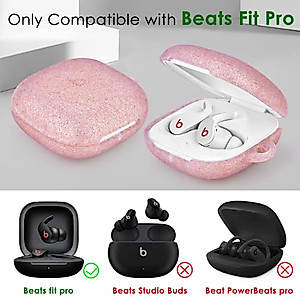 VISOOM Bling Beats Fit Pro Case Cover, Silicone Beats Pro Case Cover for Women with Glitter Keychain for Beat Fit Pro Case Cute Beats Fit Pro Case Protector Case Beats Fit Pro (Rose Gold)