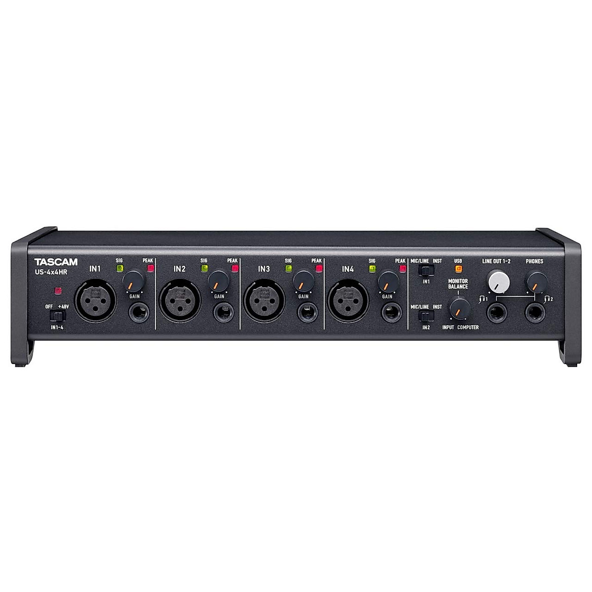 Tascam US-4x4HR 4 Mic 4IN/4OUT High Resolution Versatile USB Audio Interface for Recording, Streaming, Podcasting, Songwriting