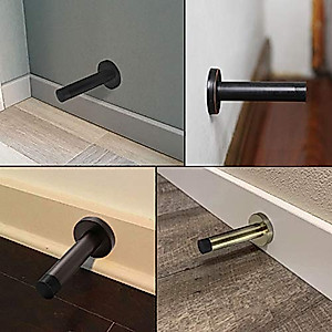 Orhemus Decorative Door Stoppers - 3.5 Inch 304 Stainless Steel Heavy Duty Door Stops with Rubber Tip Bumper for Wall and Door Protection Sound Dampening 2 Pack Matte Black