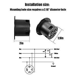 TADYAO 30Amps Flanged Power Inlet, NEMA L14-30P Generators Flanged Inlet Plug 125/250V 7500W RV Power Outlet with Cover