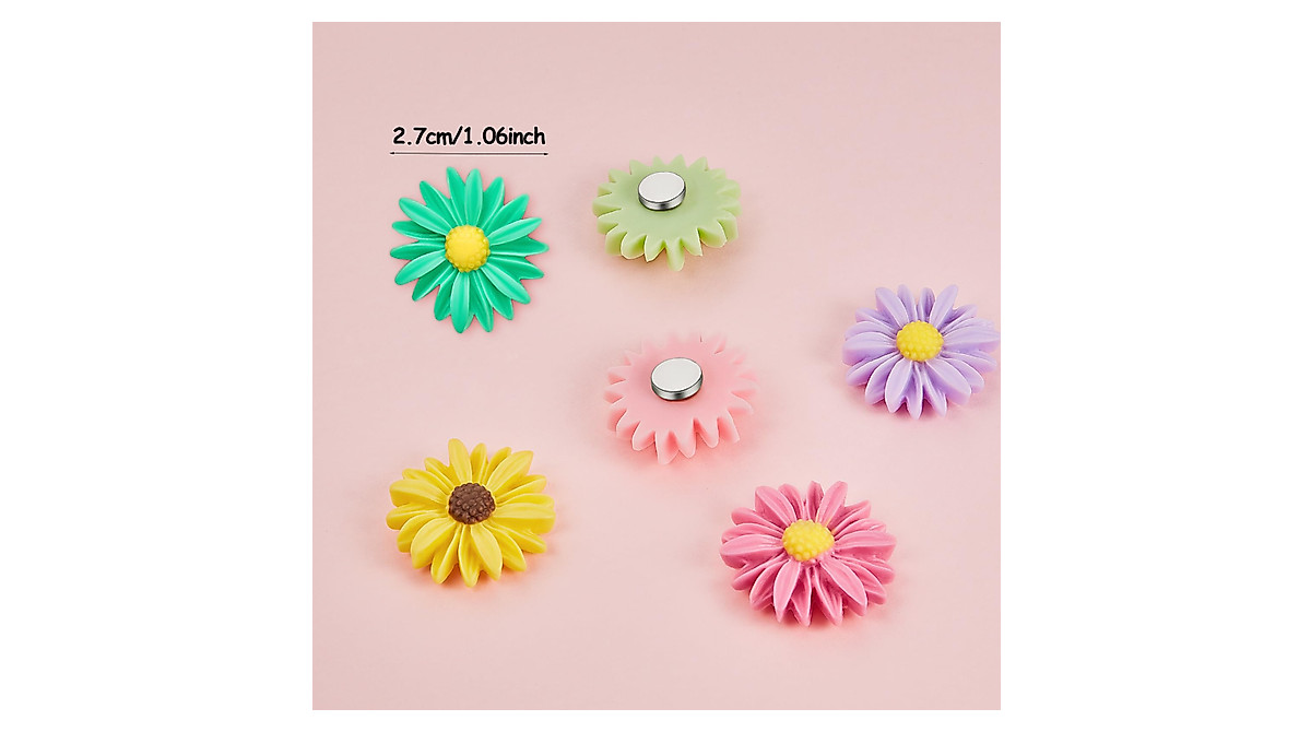 Colorful Daisy Flower Fridge Magnets - 24 Pack