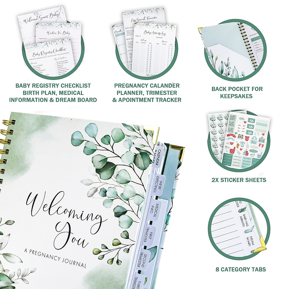 ZICOTO Pregnancy Journal and Memory Book with Stickers and Keepsake Pocket - Lovely Must Have Gift for First Time Moms to Be - The Perfect Planner to Track Your Little Ones Life-Changing Journey