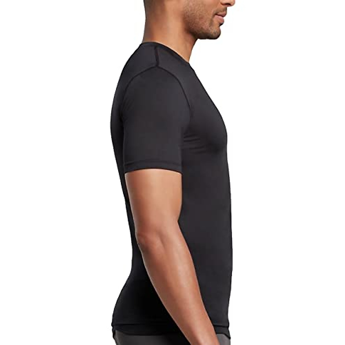 Tommie Copper Men’s Core Compression Short Sleeve Crew Neck Shirt | UPF 50, Breathable Base Layer for Sports, Gym & Support - Black - Large