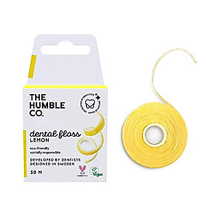The Humble Co. Dental Floss (4pack) - Vegan, Waxed Dental Floss with Xylitol, 55 Yards of Adult and Kids Floss for Gum Care and Dental Care (Lemon)