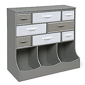 Storage Station 8 Cubby 3 Bin Organizing Unit with Reversible Baskets