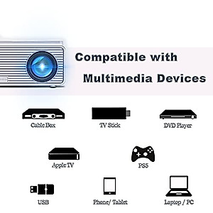 Native 1080P WiFi Projector, ERISAN 5G Wi-Fi Full HD Video Projector, Support iOS/Android Mac Sync Screen, 300" Display for Home Business, Compatible w/HDMI, VGA, USB, PC, DVD, White, S50W