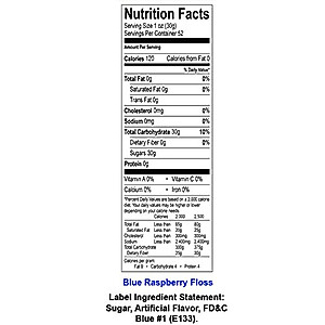 Blue Raspberry & Pink Vanilla Cotton Candy Floss (Two 3.25 lbs Containers w/100 Cones)