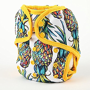 ReUseLife One Size Cloth Diaper Cover Snap with Double Gusset 3 Pack (Rose Pineapple Bloom)