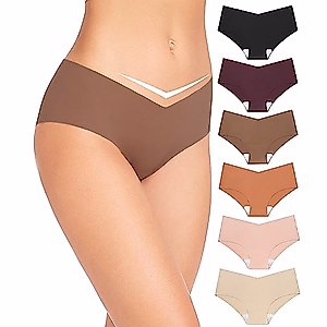 Altheanray Womens Underwear Bikini Silky Seamless Underwear for Women Panties Cheeky Invisible Hipster No Show Soft Stretch V Cut Women's Underwear,Pack of 6,XS-XL(AWB833M-NewColor)