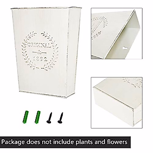 LESEN Set of 2 Farmhouse Metal Wall Planter,Rustic Wall Decor Country Hanging Wall Vase Box for Plants Flower Home Decoration
