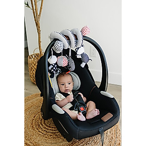 Genius Baby Toys Car Seat Toys for Infants - High Contrast Colors That Baby Sees Best - Easy to Attach - Car Seat Toy to Entertain Baby During Car Rides - Includes 4 Removable Toys on Spiral