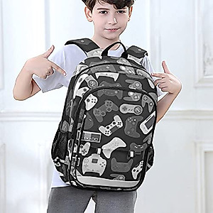 Glaphy Video Game Controller School Backpack Lightweight Laptop Backpack Student Travel Daypack with Reflective Stripes