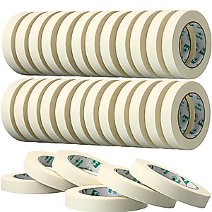 Leelosp 25 Rolls Masking Tape Bulk General Purpose Masking Tape Paint Art Mask Tape Wall Craft Paper Tape for Painter Artist Multi Use School Supplies, 0.75 Inch x 55 Yards, 1375 Yards Total (Beige)