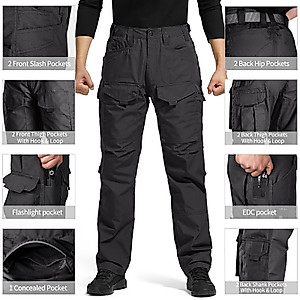 FREE SOLDIER Men's Cargo Pants,Tactical Pants for Men Stretch,Durable Ripstop EDC Work Pants for Hiking (Black 38Wx32L)