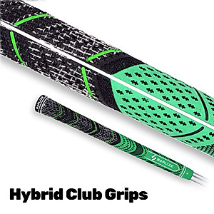 SAPLZIE Hybrid Rubber Golf Grips 13 Pack, All Weather Design, 13 Grips with All Kits, Multi-Compound Hybrid Golf Club Grips, CL04 Series, Standard Size, Green