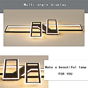 SMG Modern LED Ceiling Lights Fixture, Remote Control Dimmable Modern Led Chandelier, Lamparas de Techo Modernas, Flush Mount Modern Ceiling Lamp for Bedroom Living Room (35.4IN, Black)