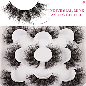 JIMIRE Flare Mink Lashes Fluffy Wispy False Lashes Pack Fluttery 10D Multi-dimensional Volume False Eyelashes 5 Pairs